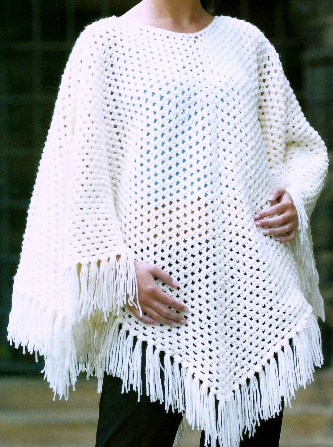 Woman's Crochet Easy Poncho- Fringed Design-crochet Pattern Download ...