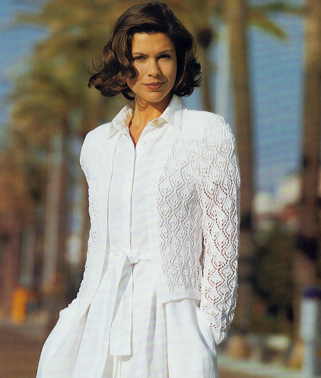 Woman's Lacy 4 Ply Cardigan Knitting Pattern Long Sleeved Knitting ...