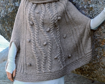 Ladies Chunky Cable Poncho- One Size PDF Knitting Pattern Instant ...