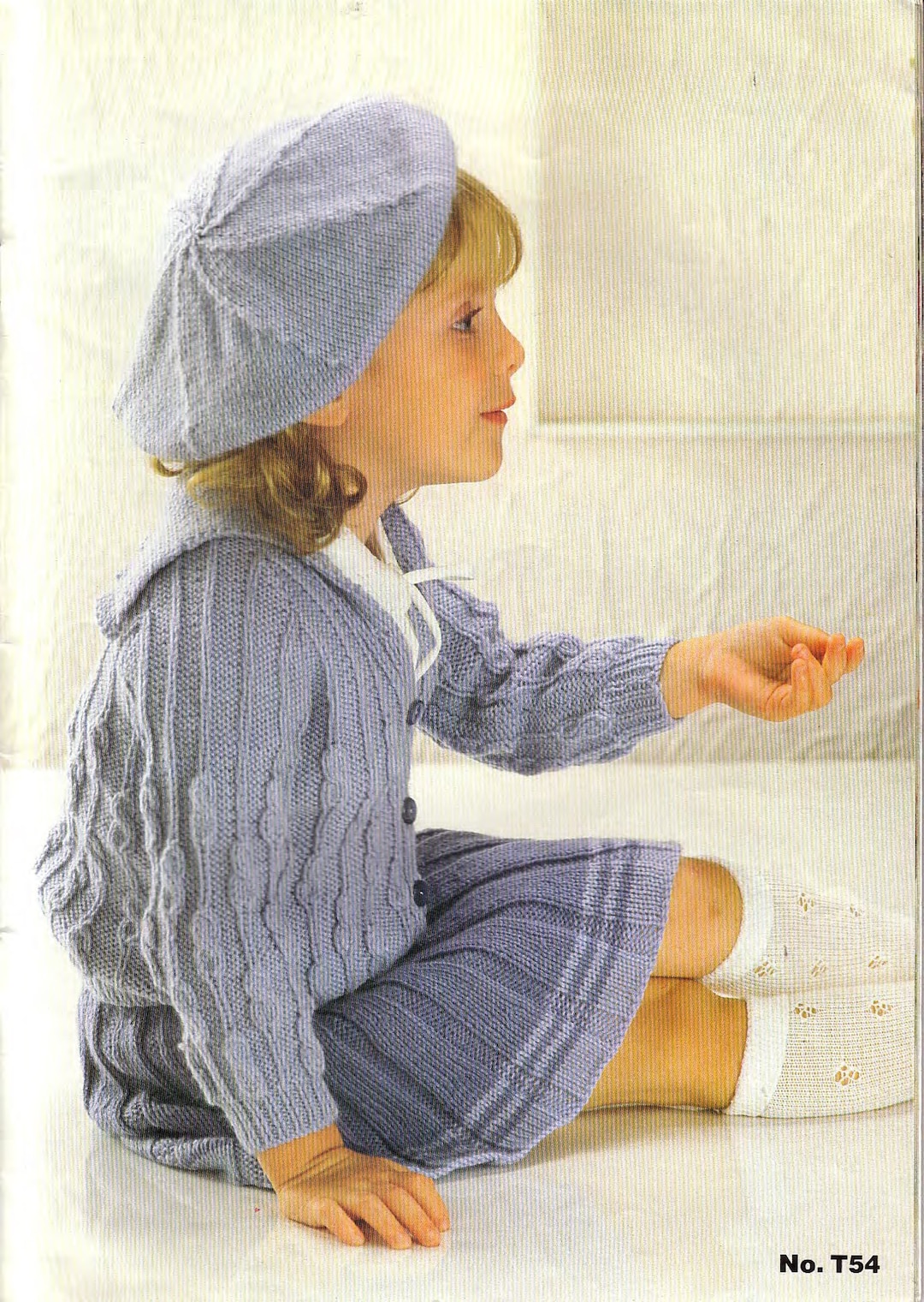 PDF Knitting Pattern Girl's Cardigan- Skirt and Beret in Dk/8ply-20-24 ...