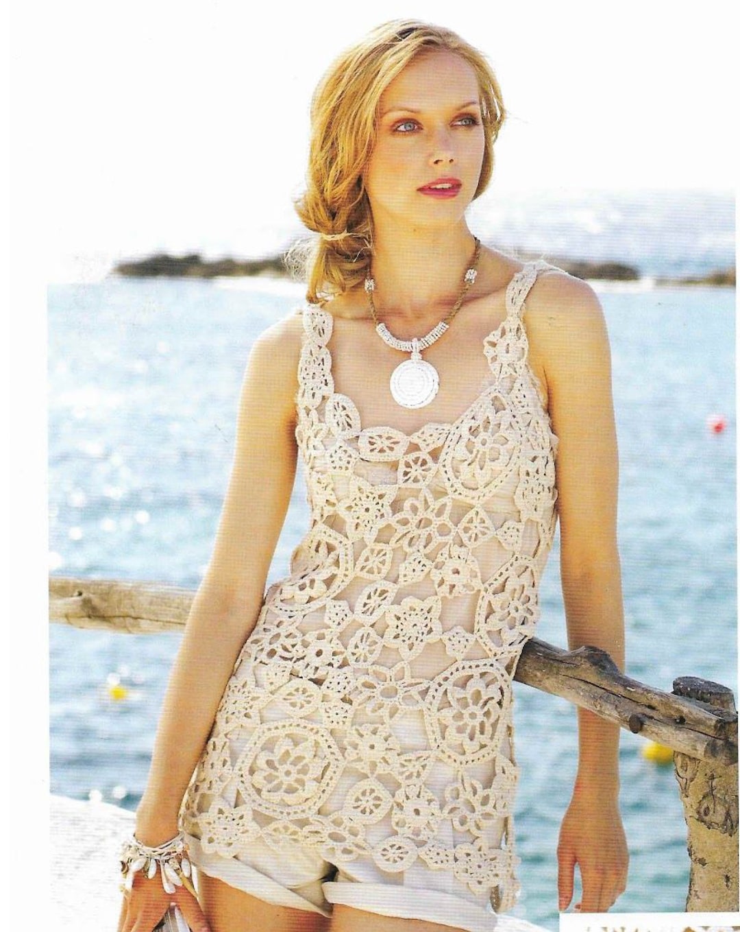 Crochet Summer Round Neck Patchwork Dress & Top in 4ply Soft Cotton 34 ...