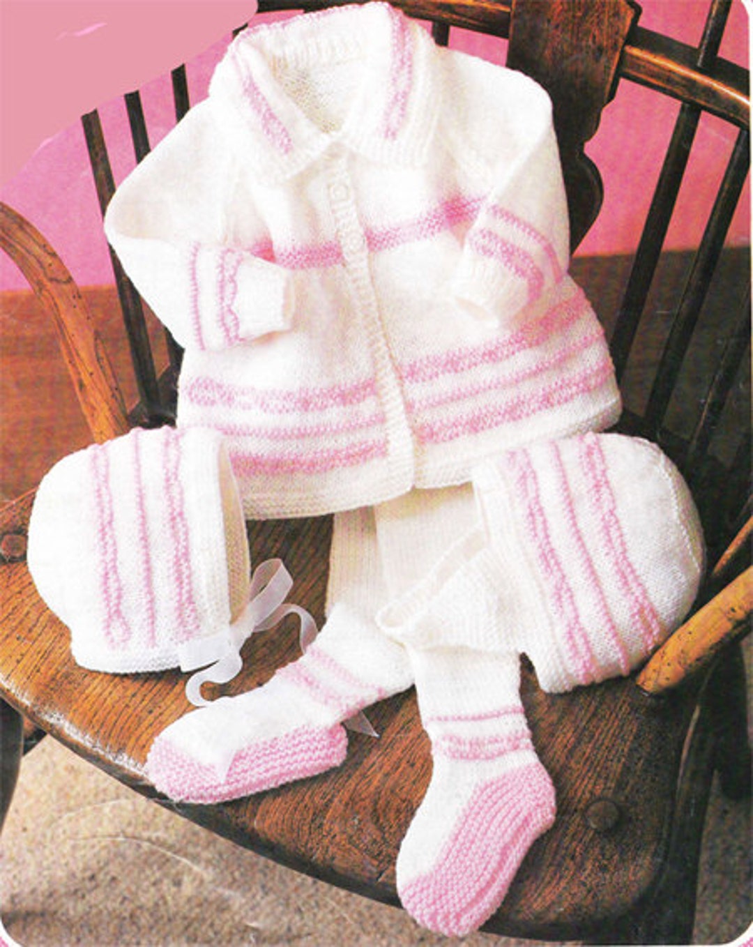 Baby Pram Suit Boys Girls, Leggings Cardigan Hat Bonnet Helmet Dk 8ply ...