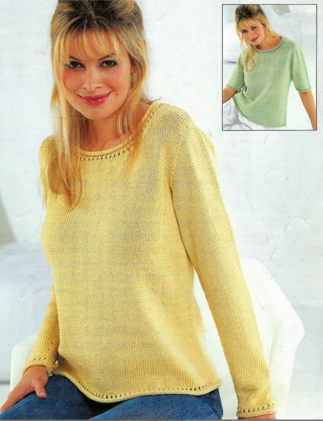Womens Summer Jumper Sweater Top Long/short Sleeve Knitting Pattern DK ...
