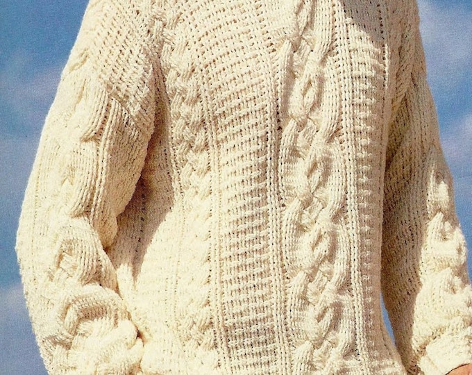 Man's 1980s Tweed Sweater Textured 2 Colour Drop Sleeve DK 8 Ply Light ...