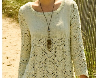 Womens Ladies Lovely Wavy Lace Pattern Tunic 36 50 DK Cotton Pdf ...