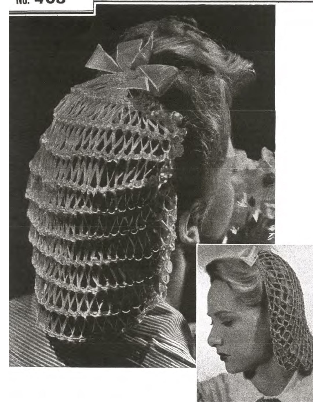 Woman's Vintage Snood Pattern- Knit & Crochet Styles, War Era Knitting ...