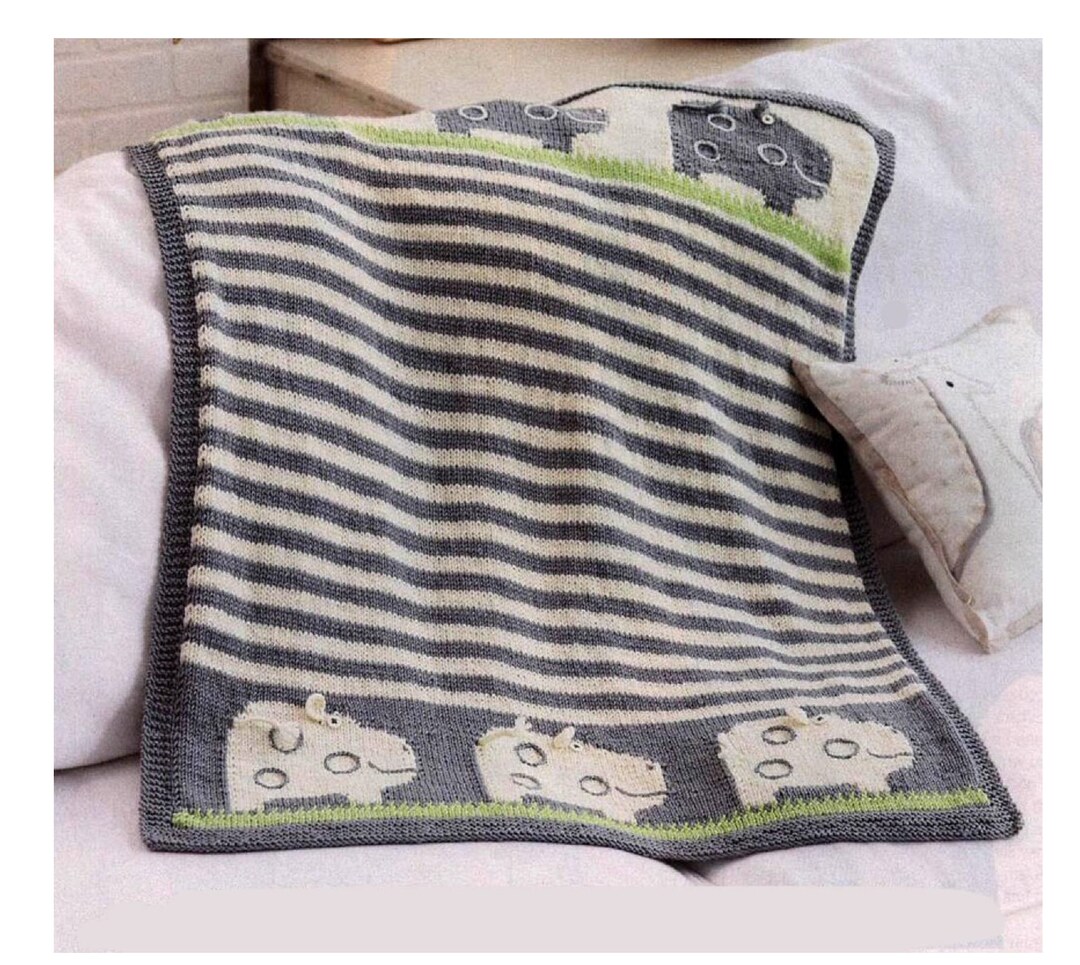 PDF Knitting Pattern- Baby Hippo Blanket in DK Wool, Measures 28 X 34 ...