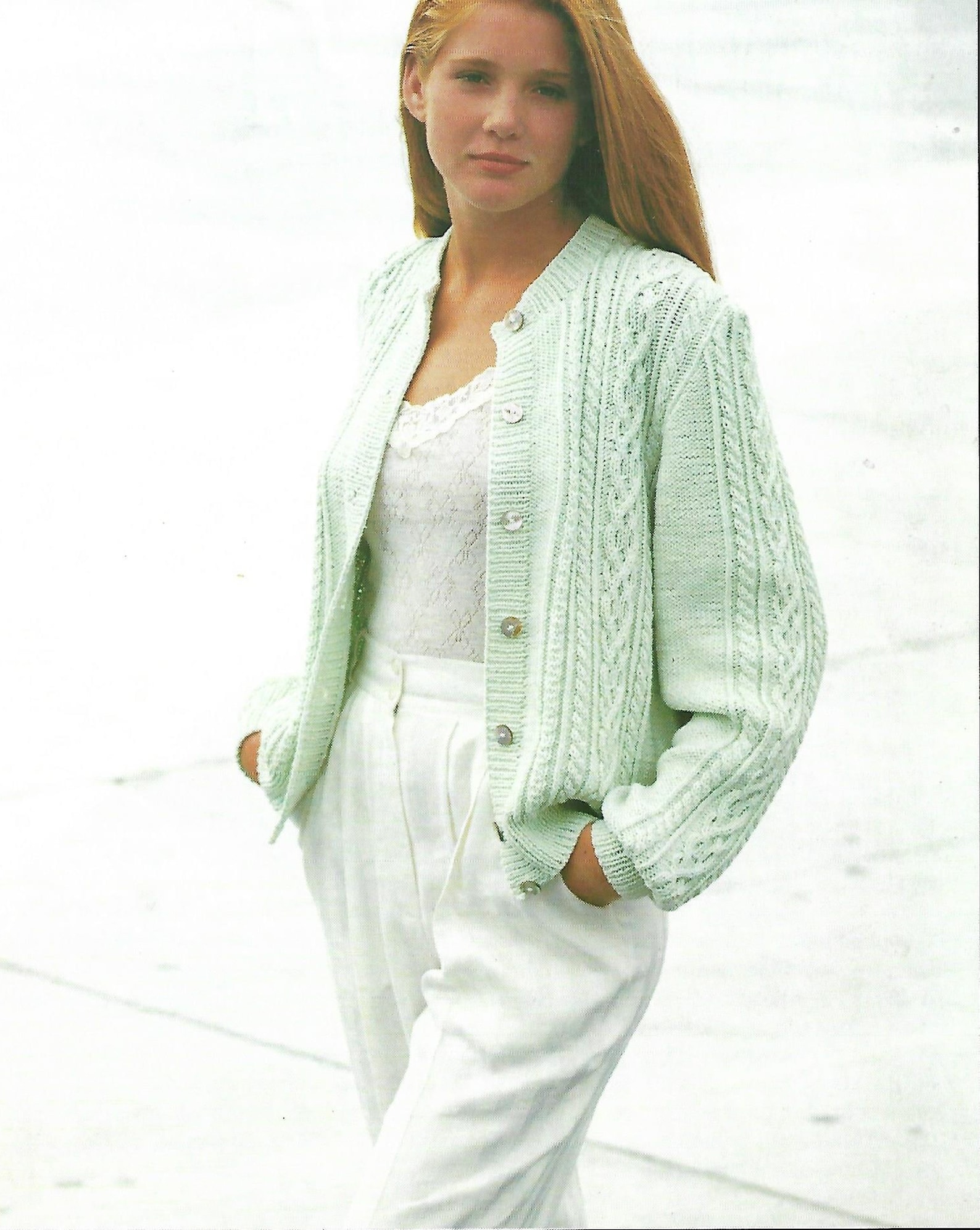 Ladies Cable-long Cardigan-- Knitted in -DK- 8ply-fits 30-44ins Instant ...