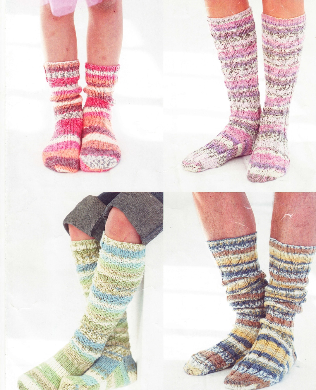 Family Sock Pattern in Dk-8ply Light Worsted Yarn- Age 4 to Adult ...