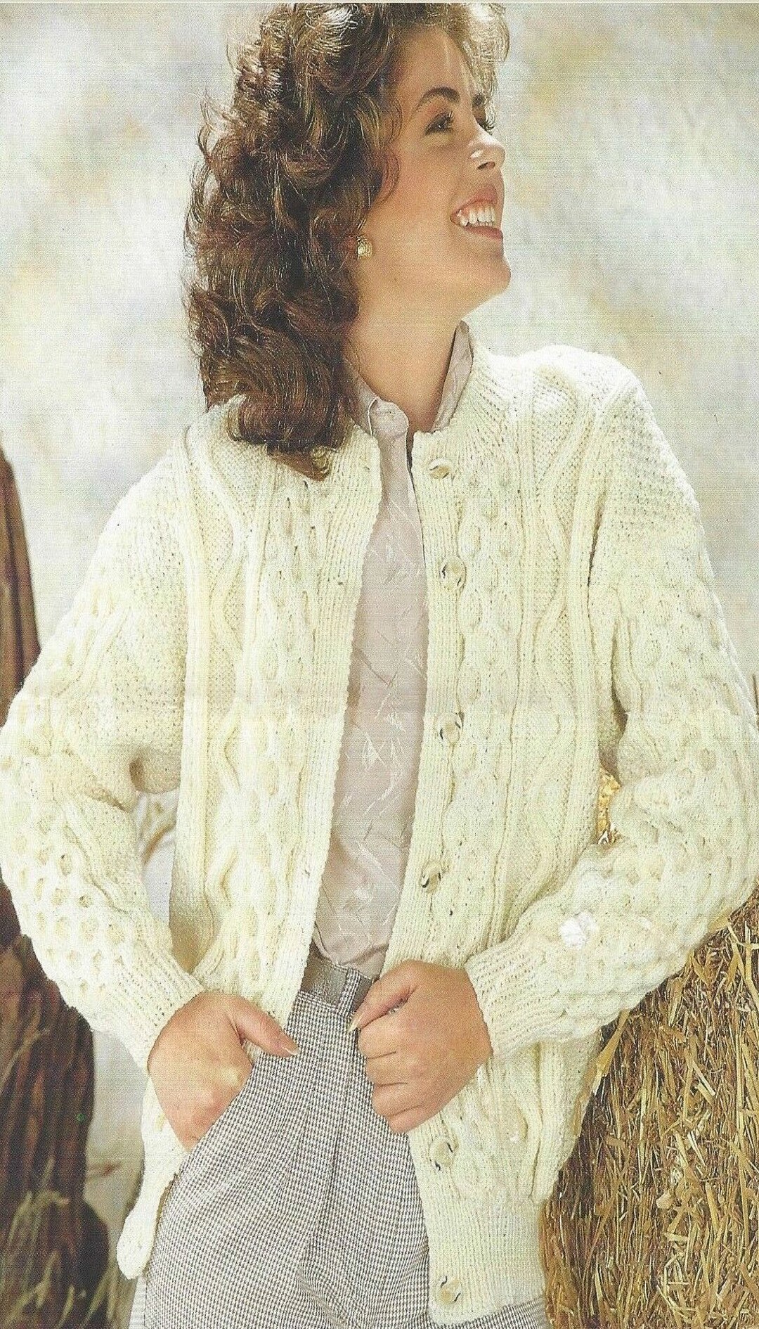 Woman's Cable Aran Cardigan- Aran 12 Ply Wool-32-42ins Instant Download ...