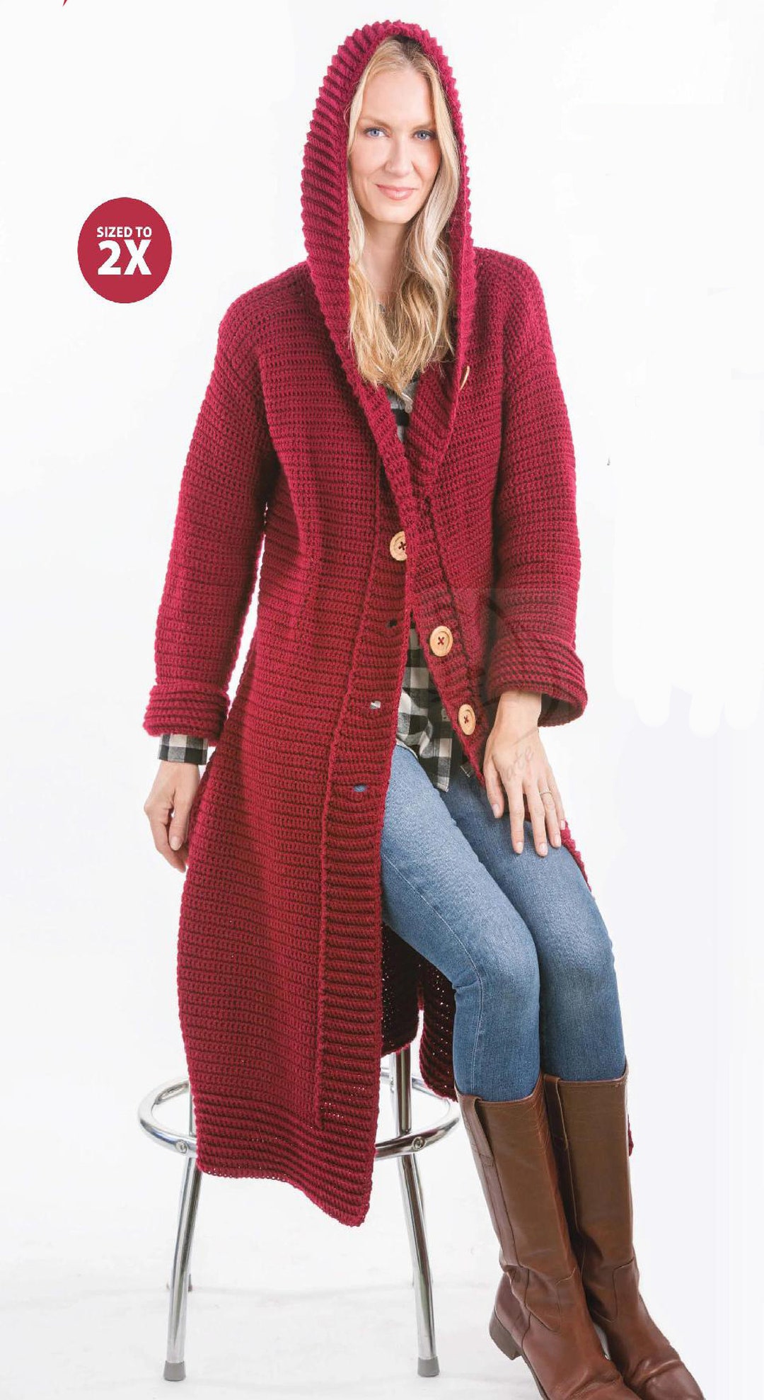 Ladies Long Hooded Crochet Jacket- Cardigan - Instant Download PDF ...