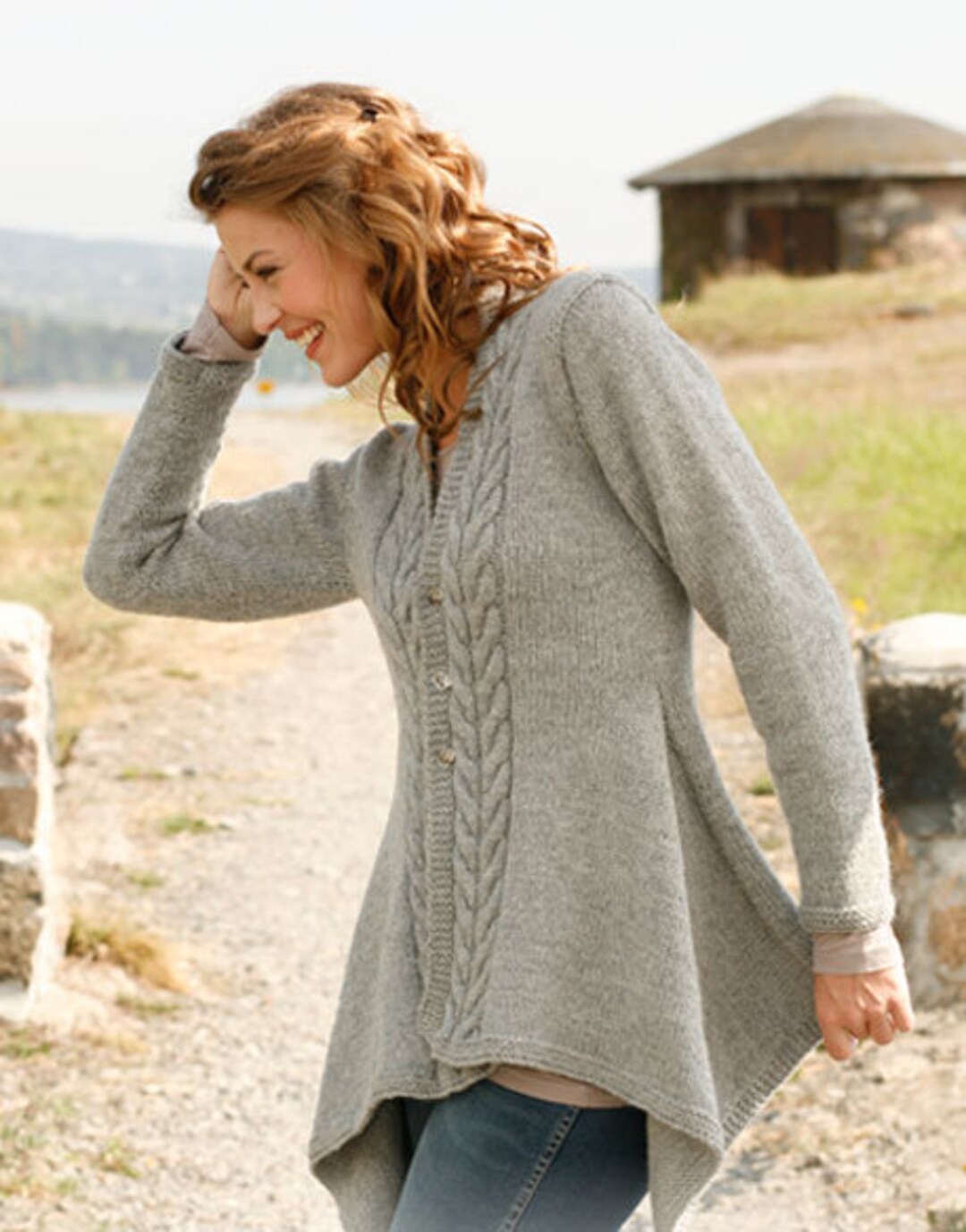 Womens Asymmetric Cardigan Jacket Coat Knitting Pattern 30" - 50 ...