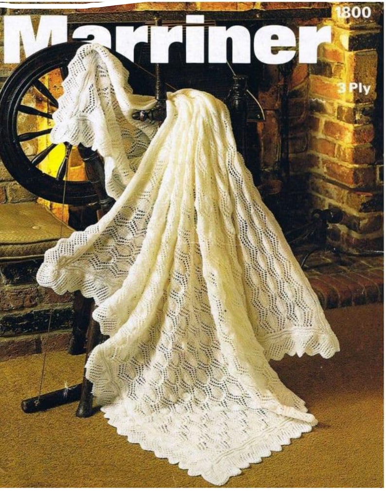 PDF Knitting Pattern-baby Vintage Knitted Shawl in 3ply Wool- Size 48 ...