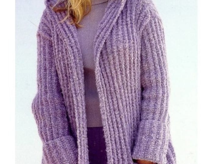 Womens KNITTING PATTERN Pdf Womens Hooded Coat Ladies Jacket With Hood ...