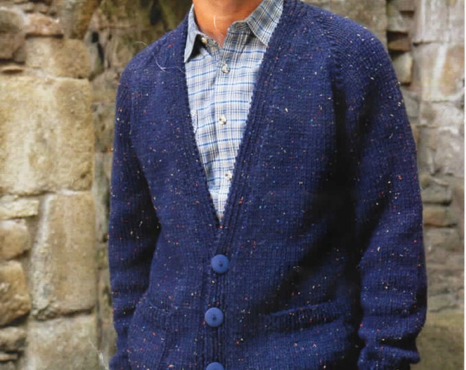 Chunky Mans Basketweave Chequered Raglan Jacket 38" - 52" Chunky 12 Ply ...