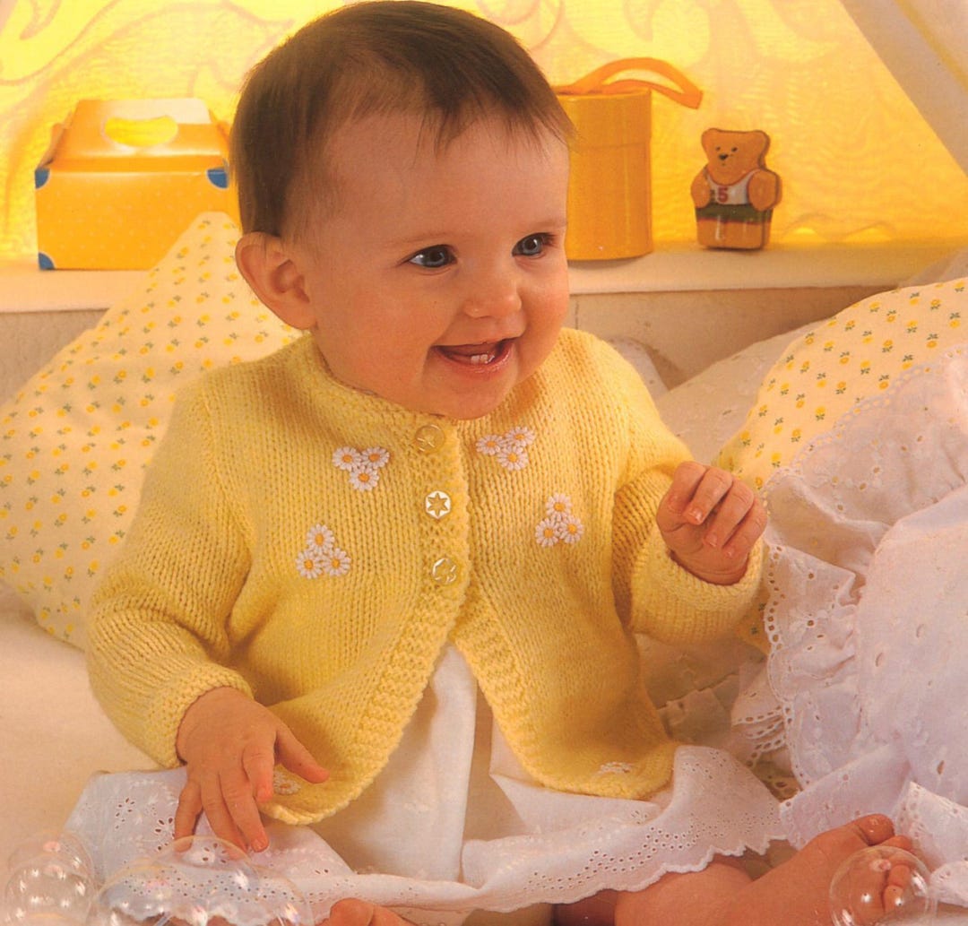 Very Easy Knit Plain Knit Baby Cardigan=matinee Jacket- Optional Motifs ...