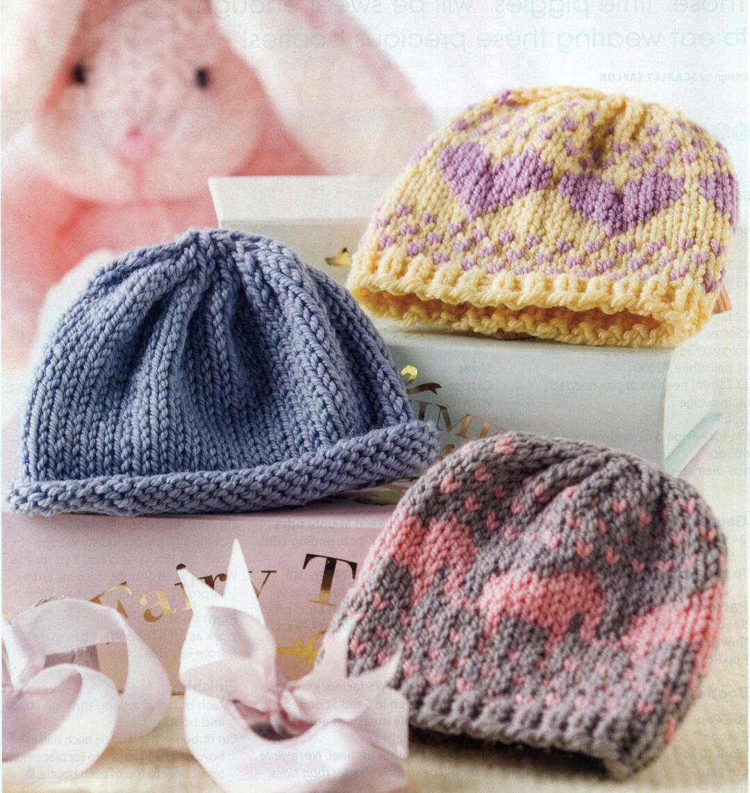 Premature Baby - Hats 3 Designs - Worsted Weigh/ Aran- Knitting Pattern ...