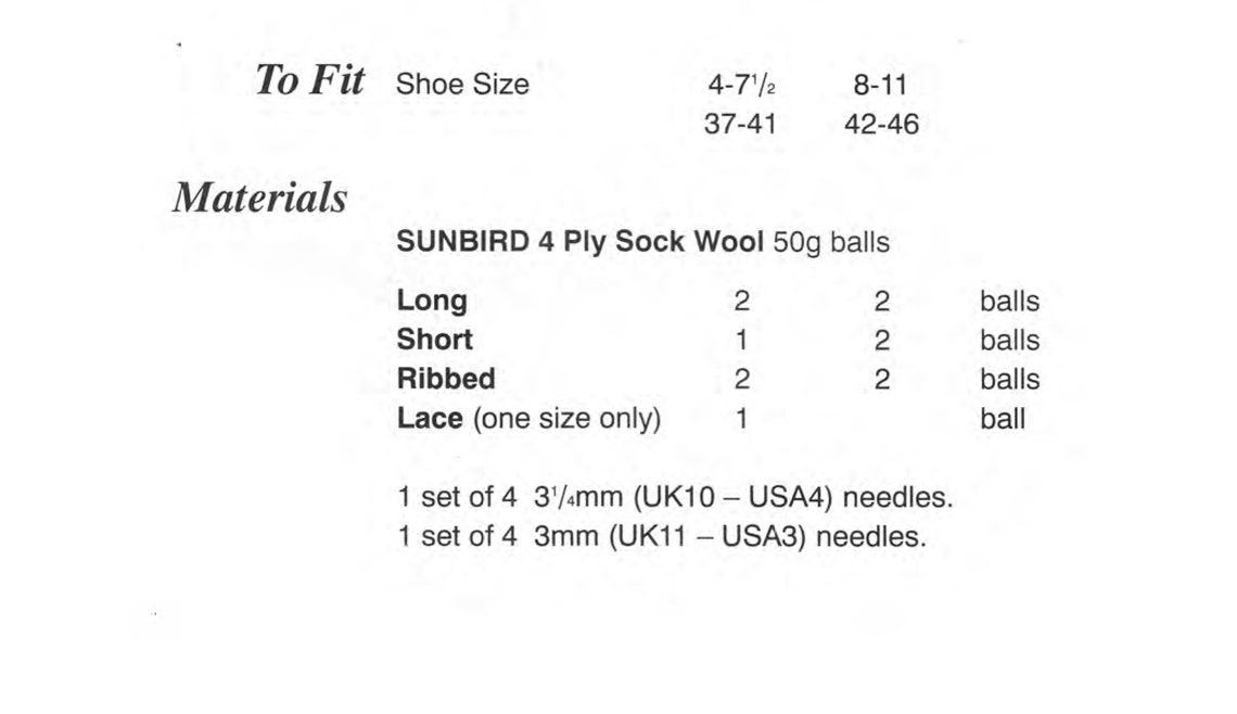 PDF Knitting Pattern 4 Ply Socks Pattern - Long- Short- Ribbed- Instant ...