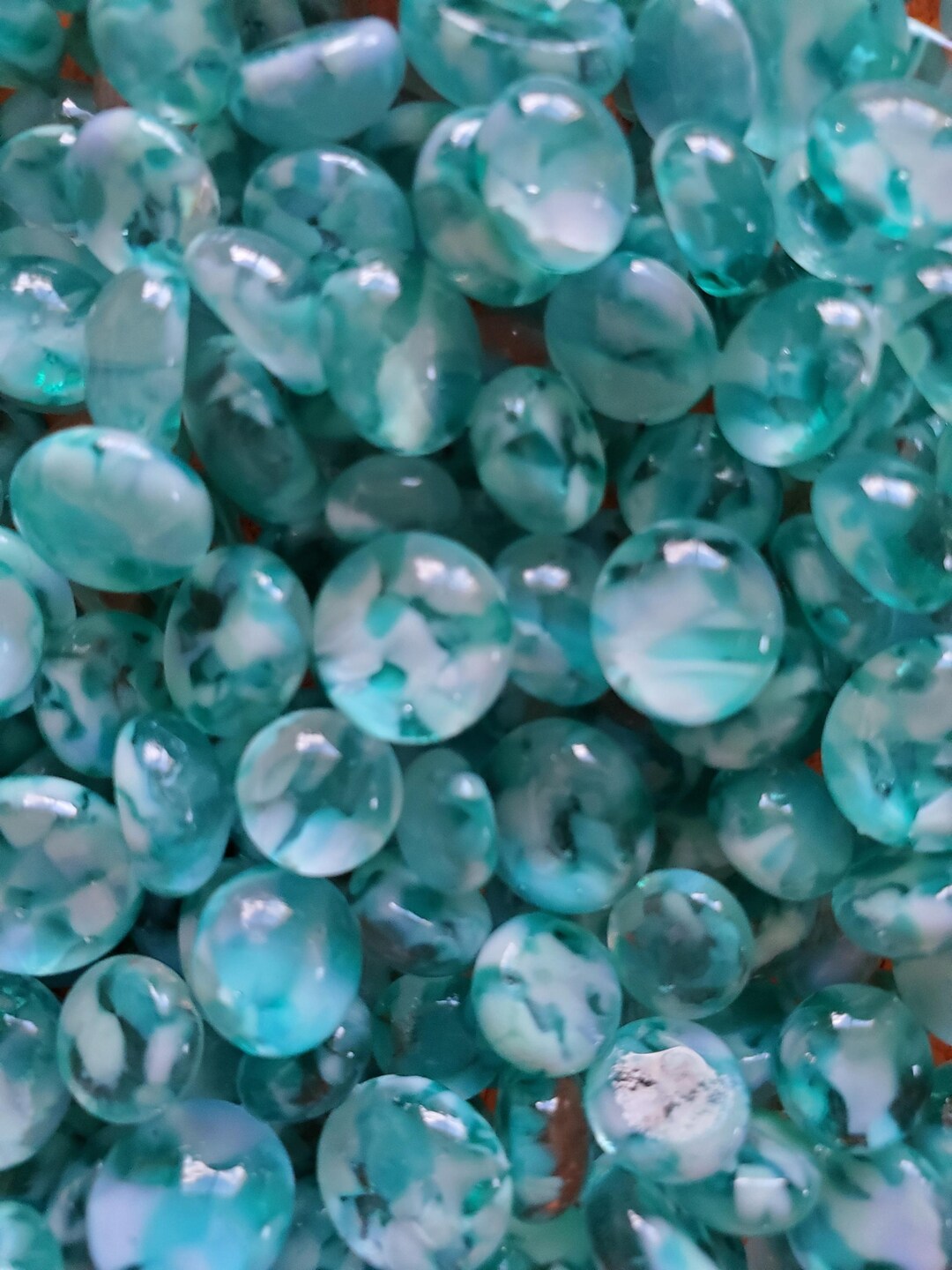 COE96 Glass Fusing Confetti Dots. Teal Green Blue White. 30 Grams ...