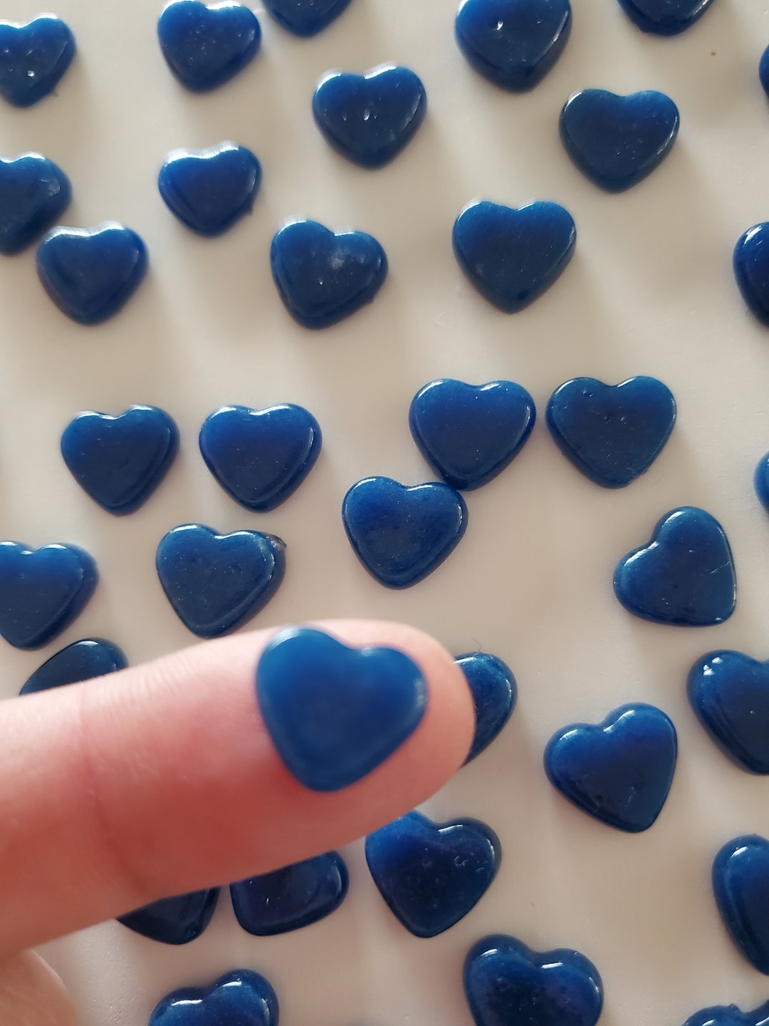 96 COE Glass Fusing Dark Blue HEARTS. Inclusions. Freeze and Fuse. Pack ...