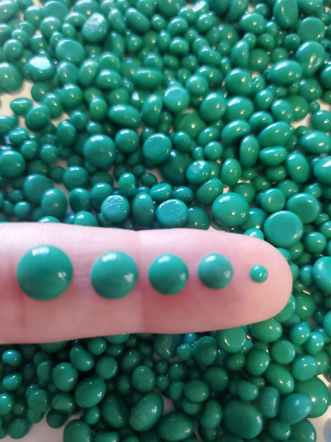 COE 96 Fused Glass Green Opaque Small Dots / Frit Balls. CLEAN With No ...