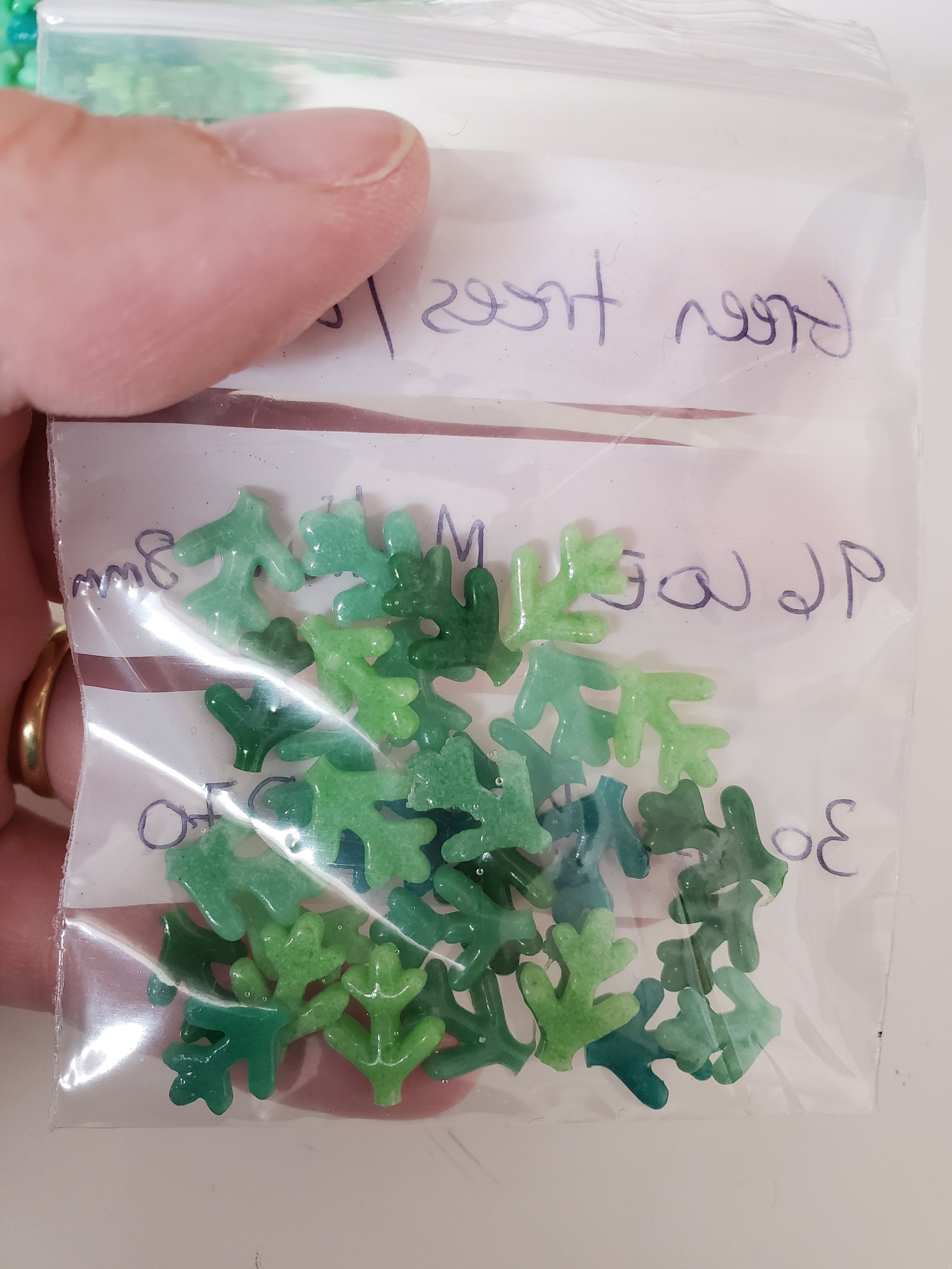 96 COE Glass Fusing Leaves / Trees / Coral Green Mix. Blue. White ...