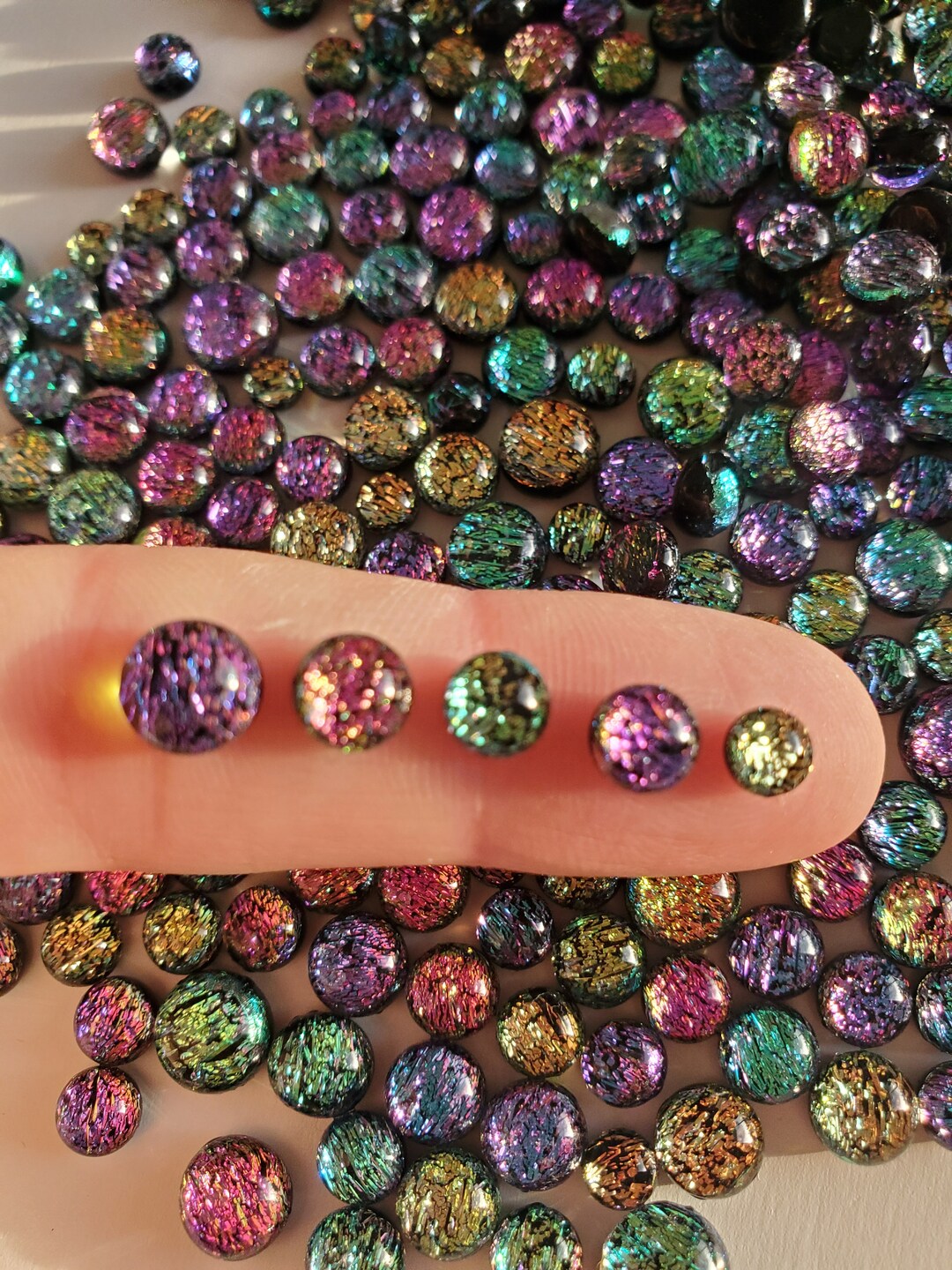 96COE Small Dichroic Glass Fusing Dots Mix. 75 or 100 Pack . Frit Balls ...