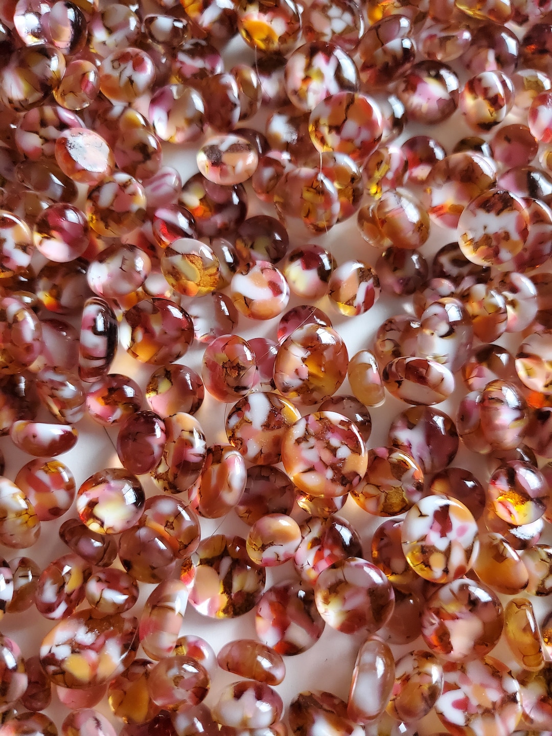 COE 96 Glass Fusing Dots. Stunning Confetti Dots Amber Pink White. 30 ...