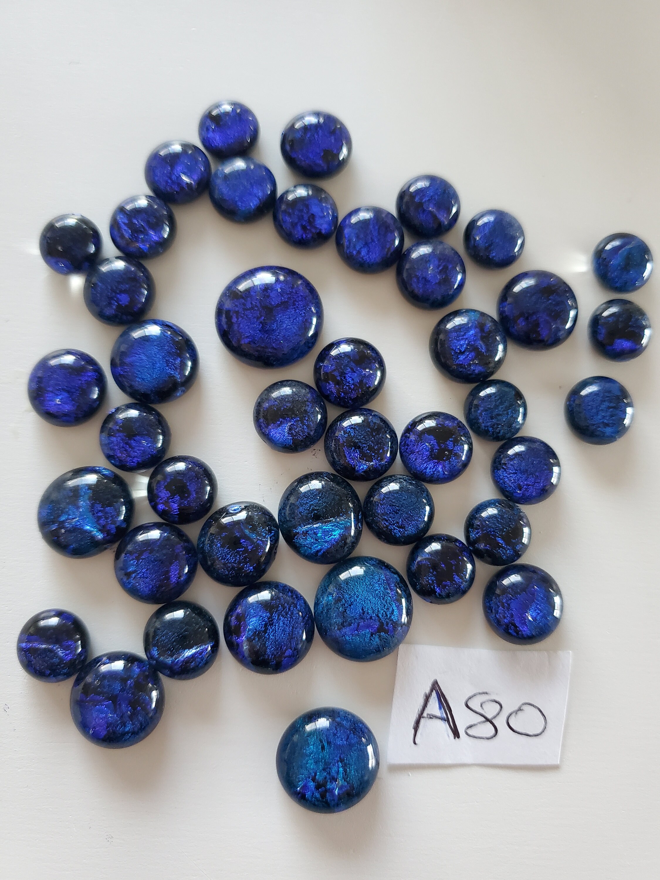 Dichroic Glass Dots. Small Cabochon. 30 Grams. Perfectly Capped With No ...
