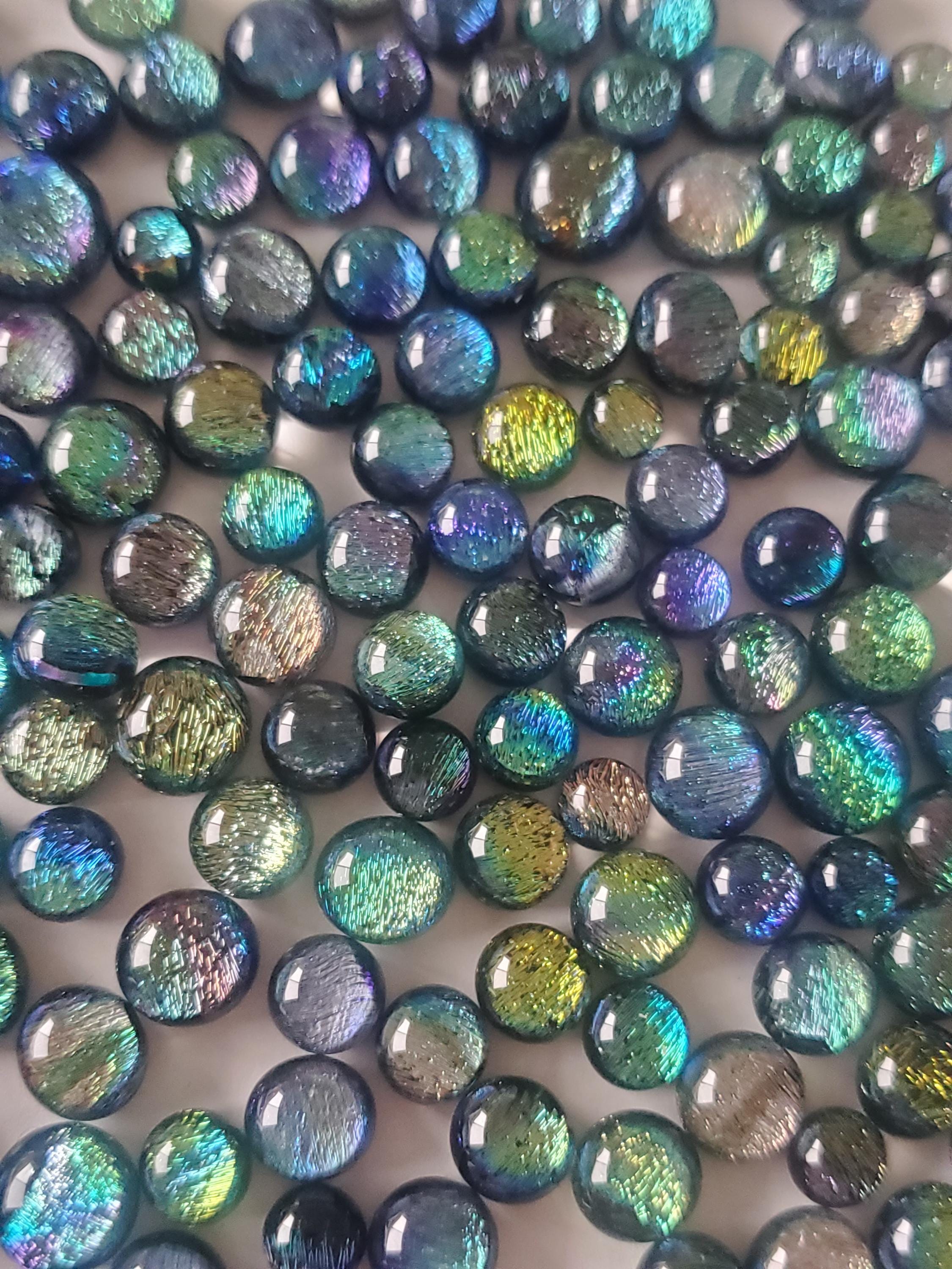 96COE Small Dichroic Glass Fusing Dots. 75 Pack. Frit Balls. Swirly ...