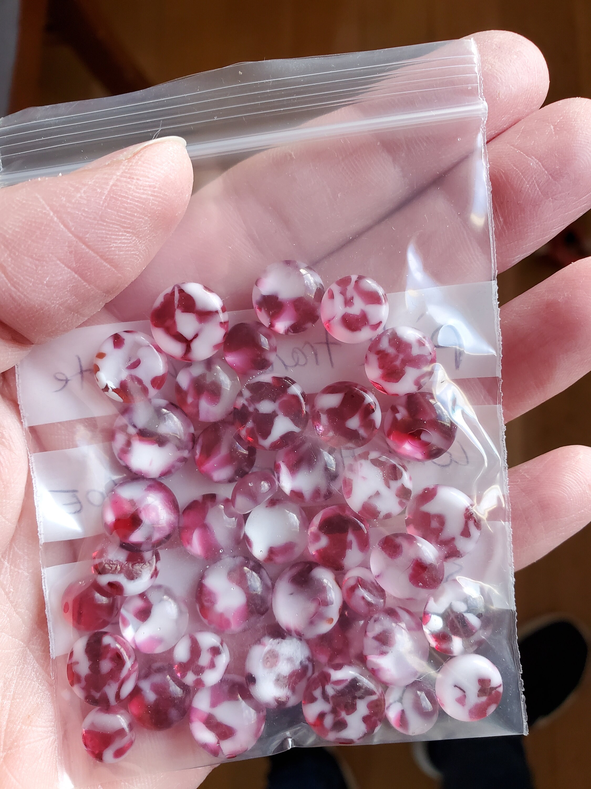 COE 96 Glass Fusing Confetti Dots Pink Trans + White. 30 Grams. Mosaics ...