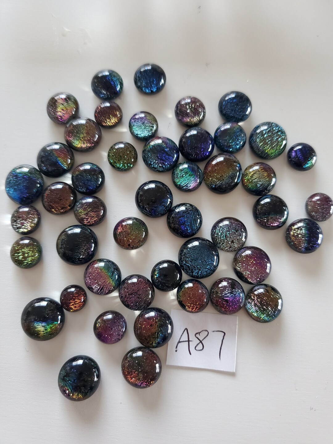Dichroic Glass Dots. Small Cabochon. 30 Grams. Perfectly Capped With No ...
