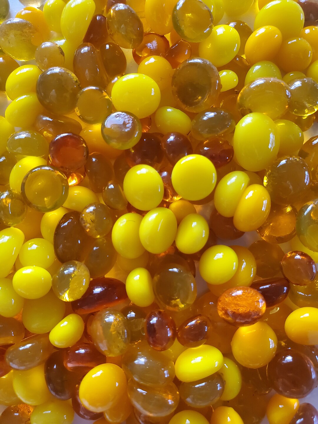 Yellow Mix Glass Fusing Dots / Frit Balls. COE 96. Opaque + Transparent ...