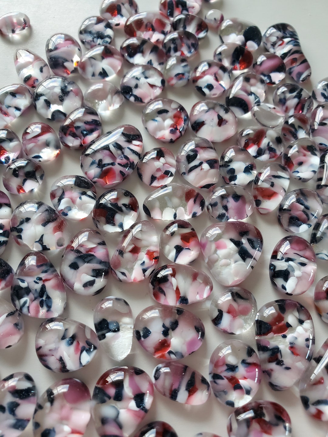 COE 96 Glass Fusing Confetti Blobs. Pink Navy Blue White 97 Dots. Bulk ...