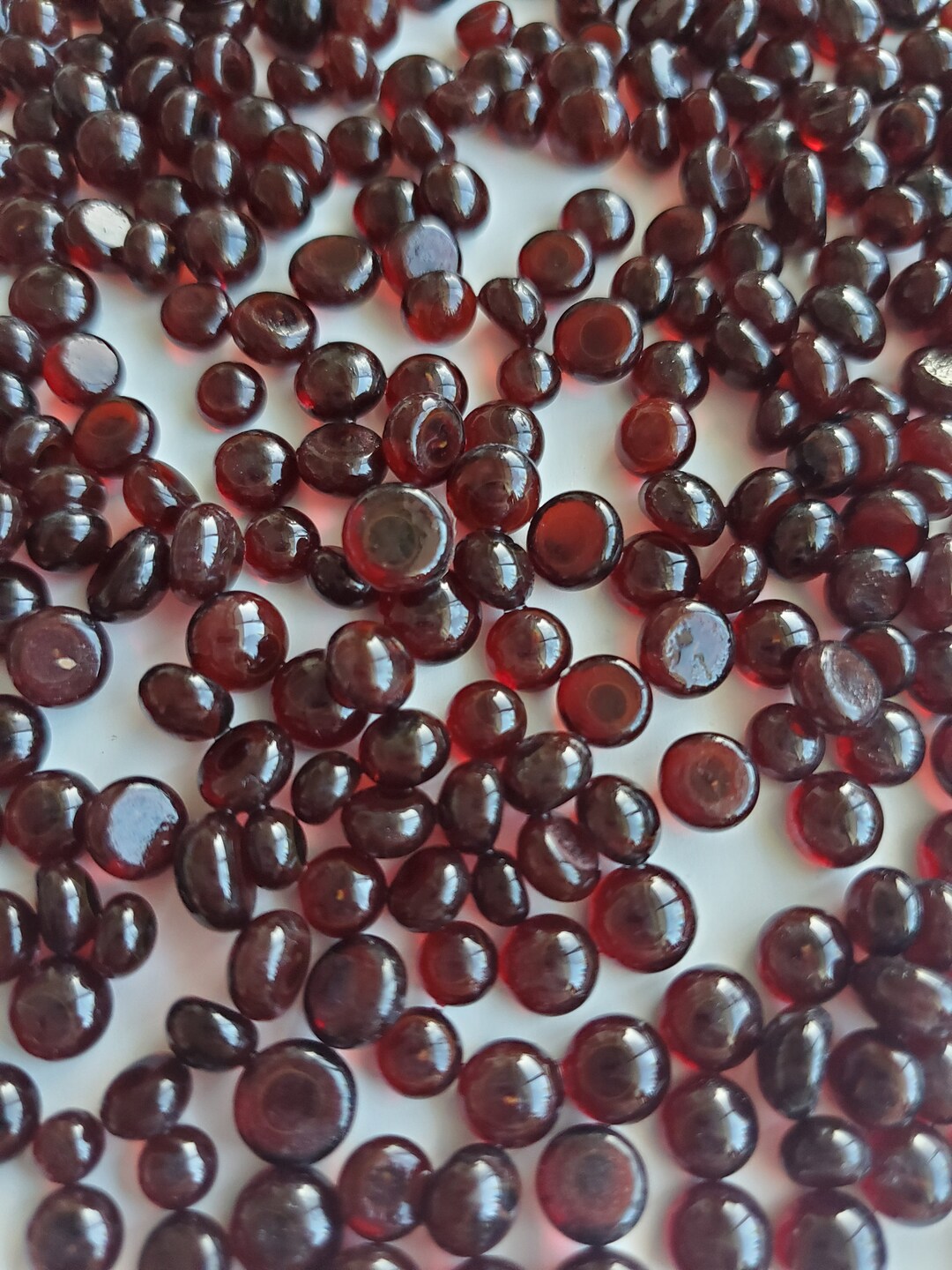 RED Fused Glass Dots / Frit Balls COE 96. Transparent Garnet Dark Red ...