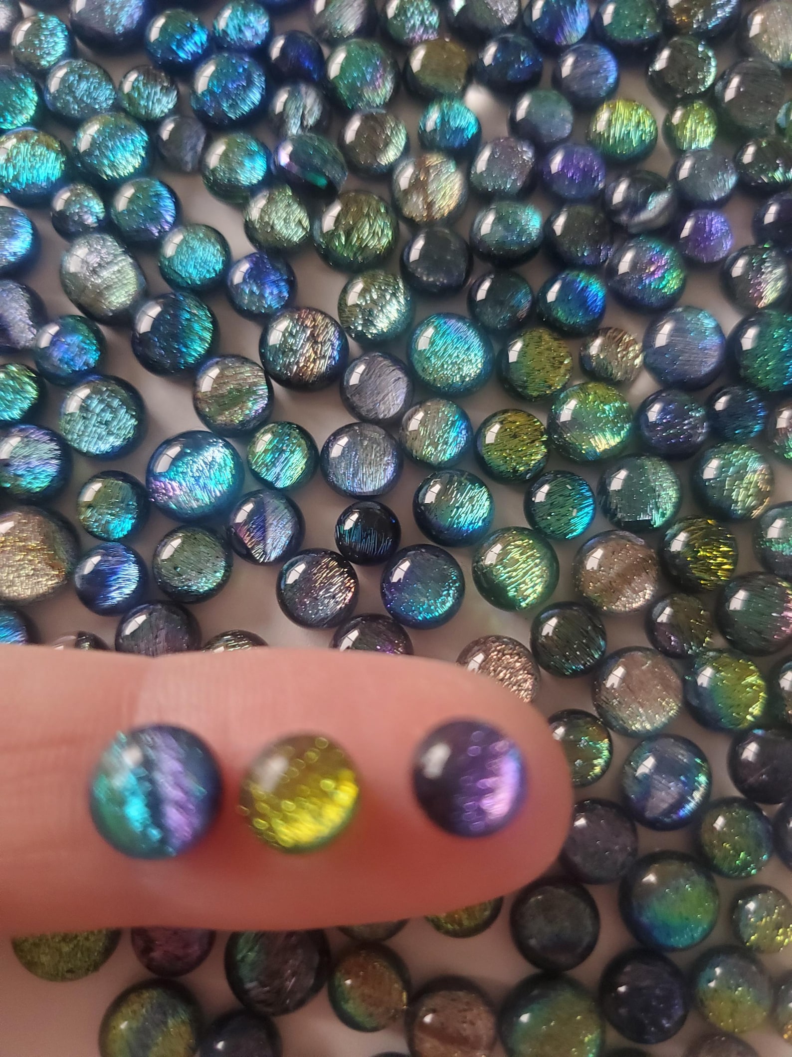 96COE Small Dichroic Glass Fusing Dots. 75 Pack. Frit Balls. Swirly ...