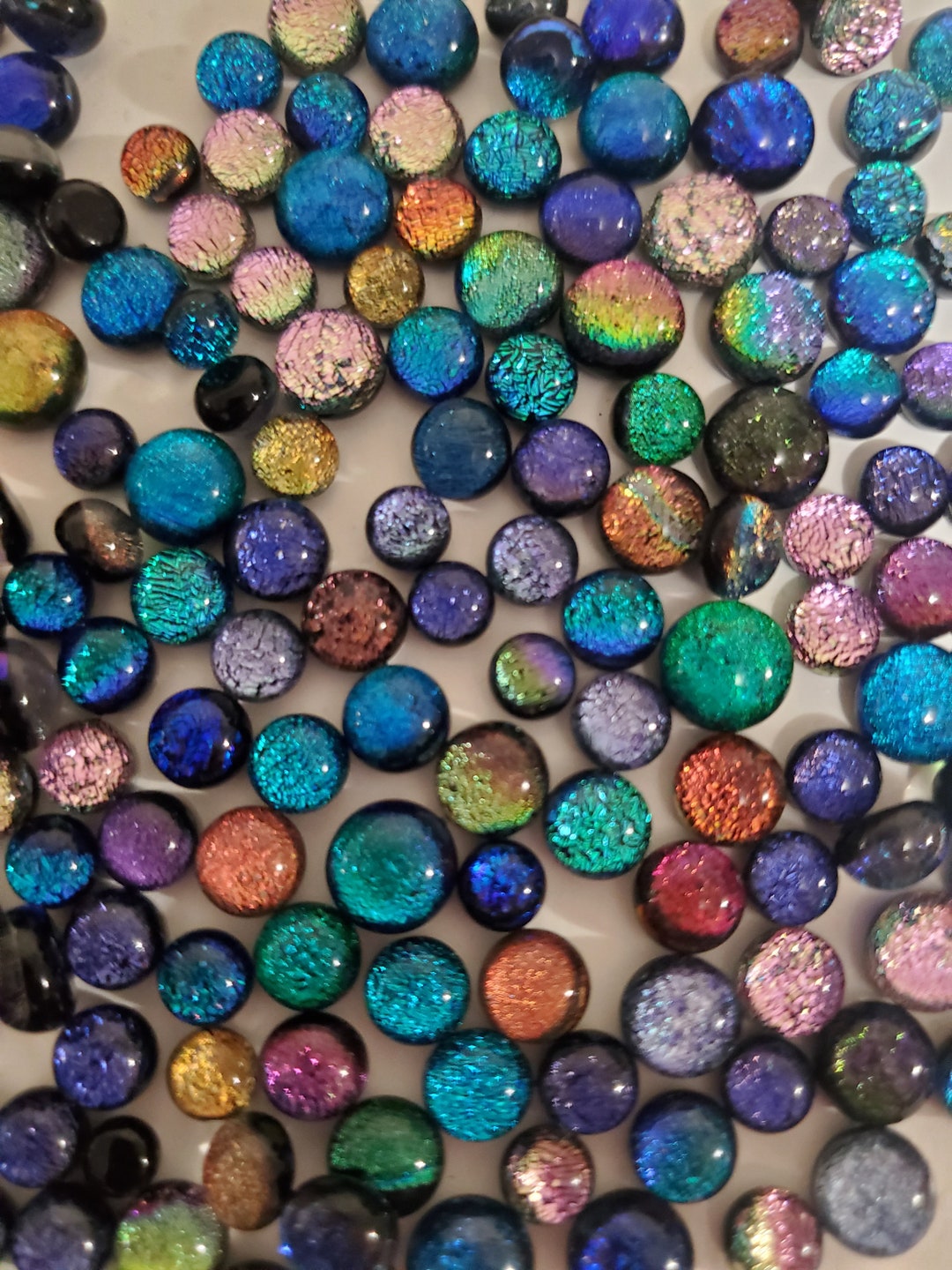 Small Dichroic Glass Dots Mix 96COE. 75 Pack. Perfectly Capped With No ...
