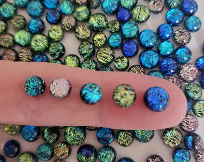 TEENY TINY Dots Lot of 100 Dichroic Fused Glass Cabs for Glue-on ...