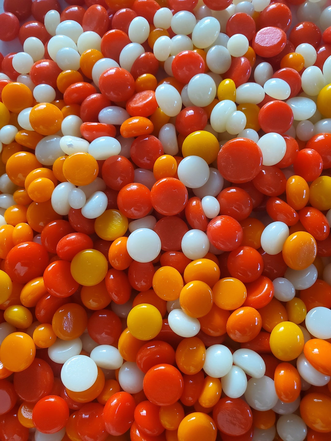 Orange + Cream Mix Glass Fusing Dots / Frit Balls. COE 96. Opaque. 30 ...