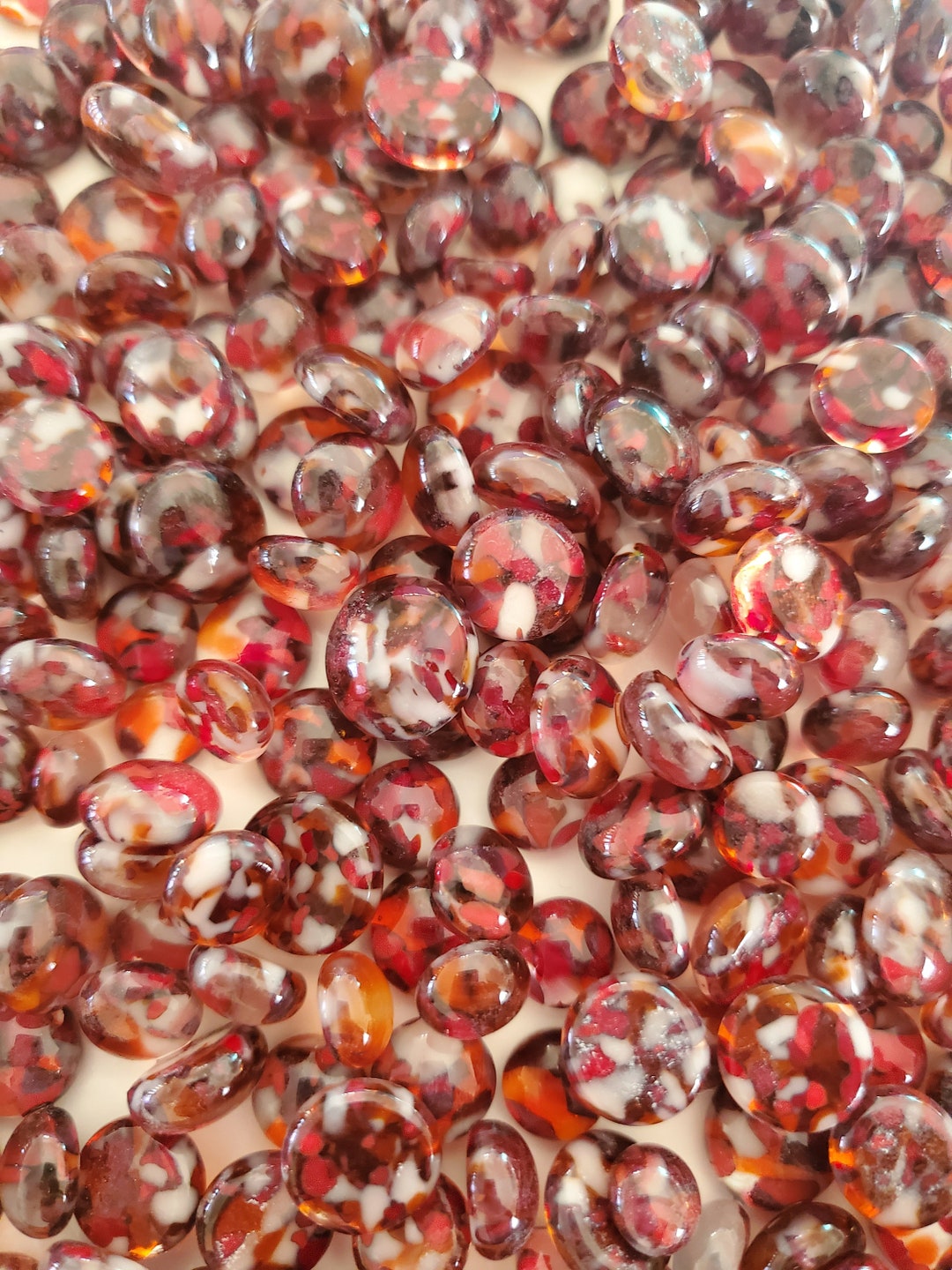 COE 96 Glass Fusing Confetti Dots. Red Orange White. 30 Grams. Frit Balls. Mosaics. Mixed Media ...