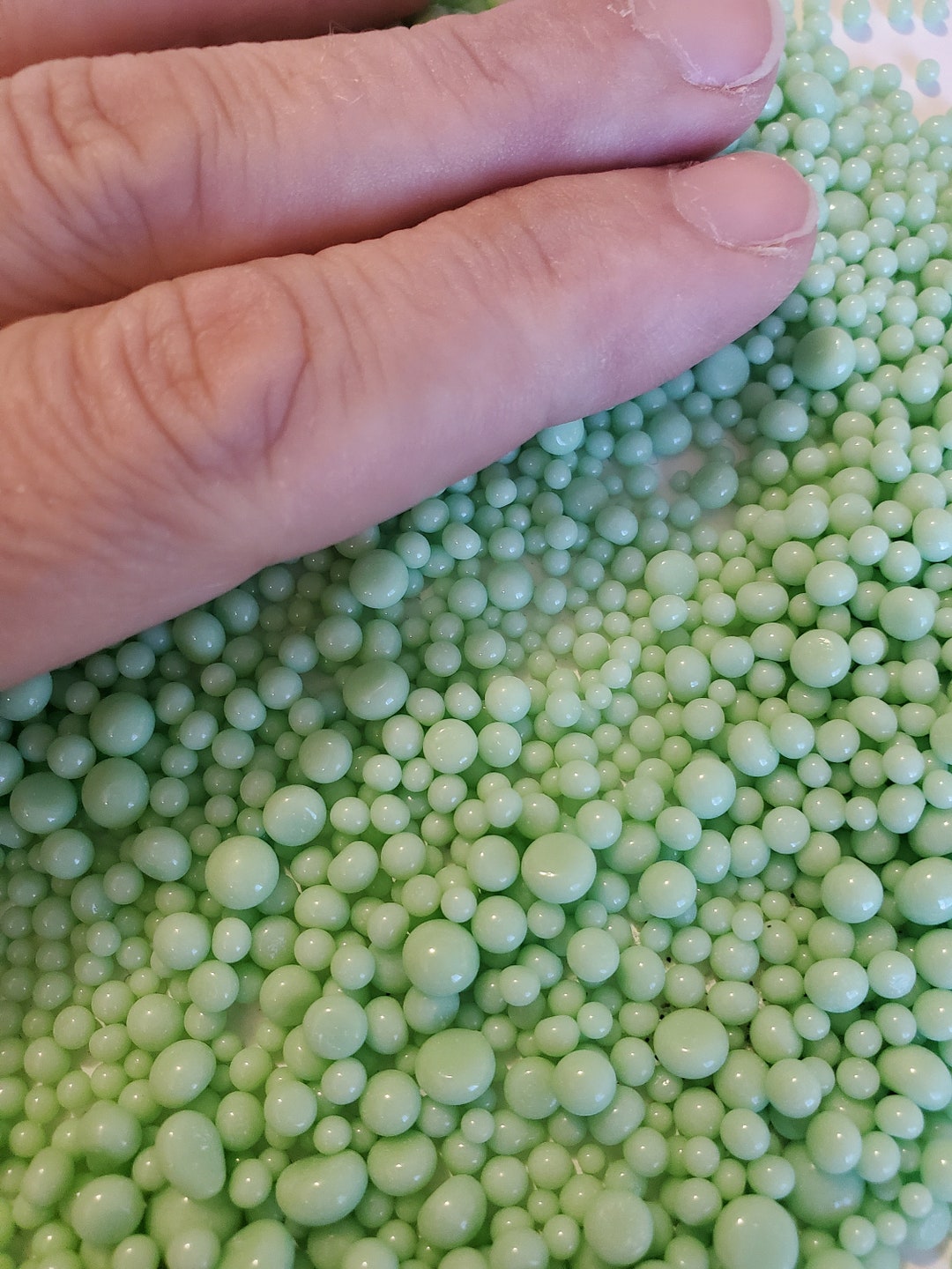 COE 96 Fused Glass Pale Green Tiny Dots / Frit Balls CLEAN With No ...