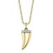 14K Yellow Gold Diamond Tusk Pendant Necklace Certified Natural 0.03 CT ...