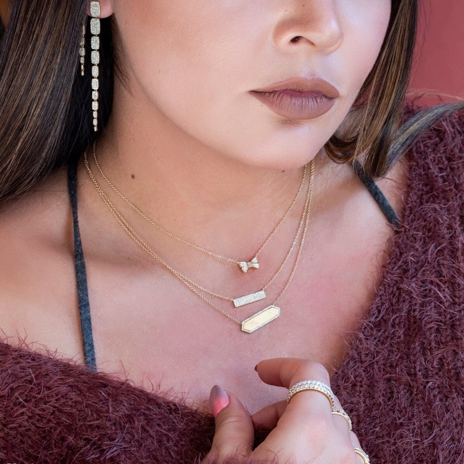 Diamond Name Plate 14K White Gold ID Pendant Necklace - Etsy