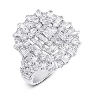 Stunning Intricate Real Diamond Statement Ring, 3.39CT 18K White Gold ...