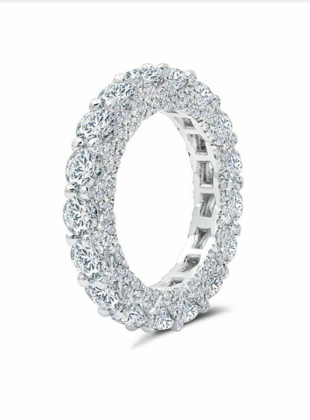 Round Diamond Eternity Ring 18K White Gold Unique Engagement Band 5 ...
