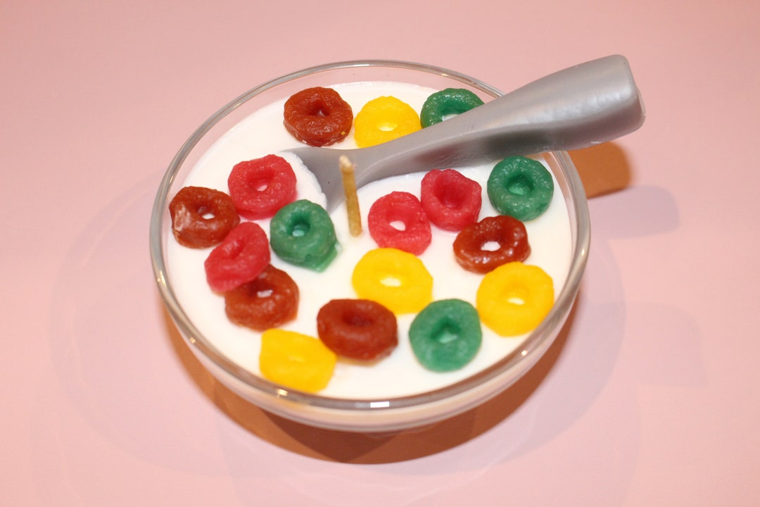 Mini Fruit Loop Candle With Spoon- Breakfast Candle - Fruit Loop ...