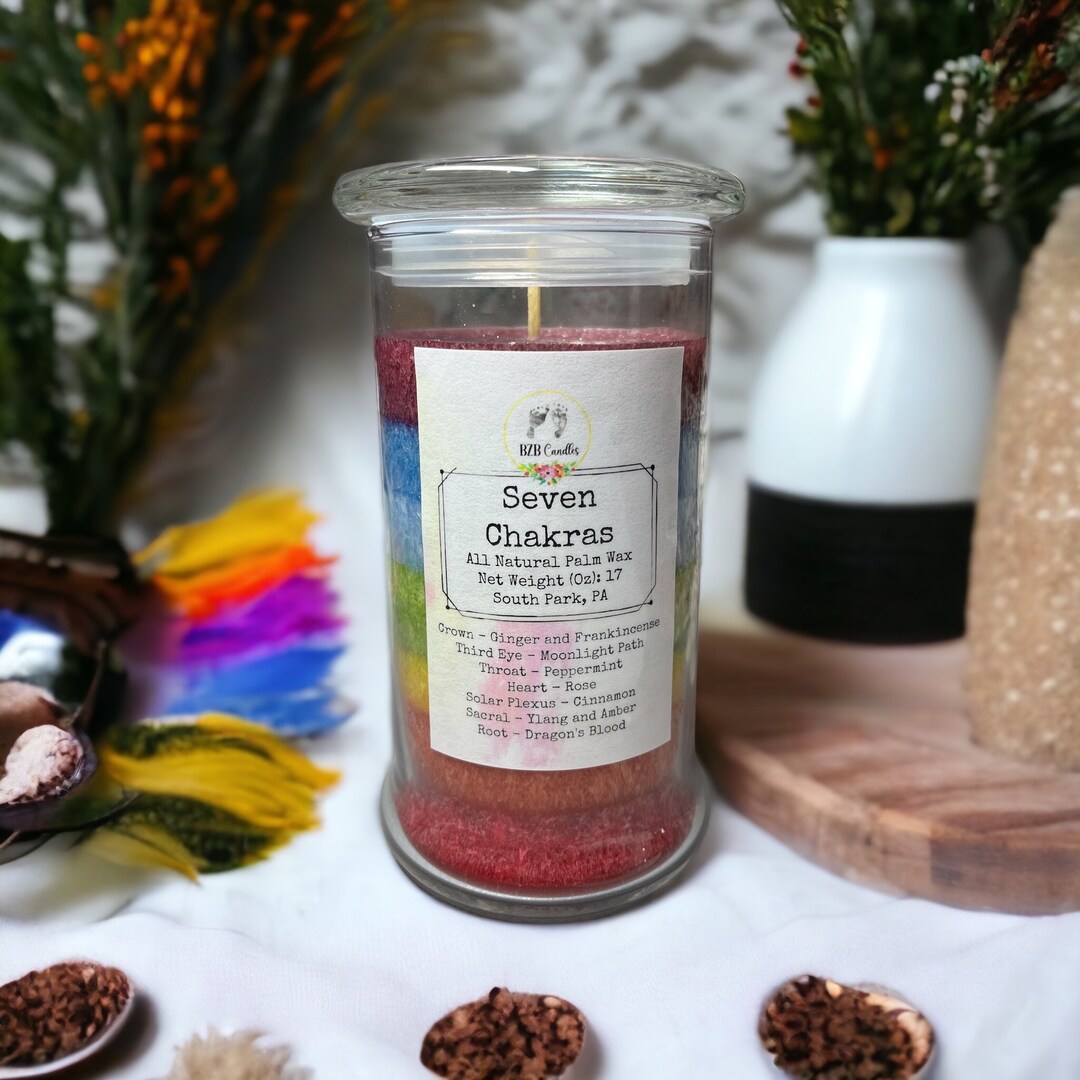 Seven Chakras Rainbow Palm Candle Made in Seven Days With - Etsy