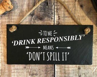 Drink Responsibly Sign | Etsy