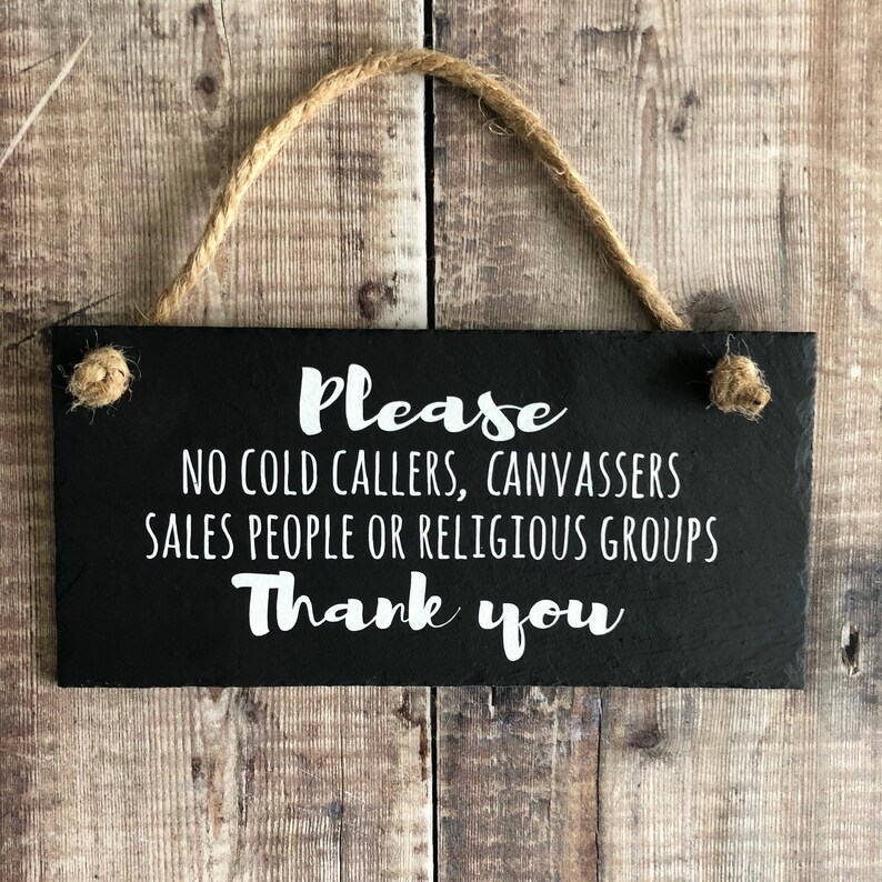 No Cold Callers Sign Front Door Plaque Hanging Sign With - Etsy Canada