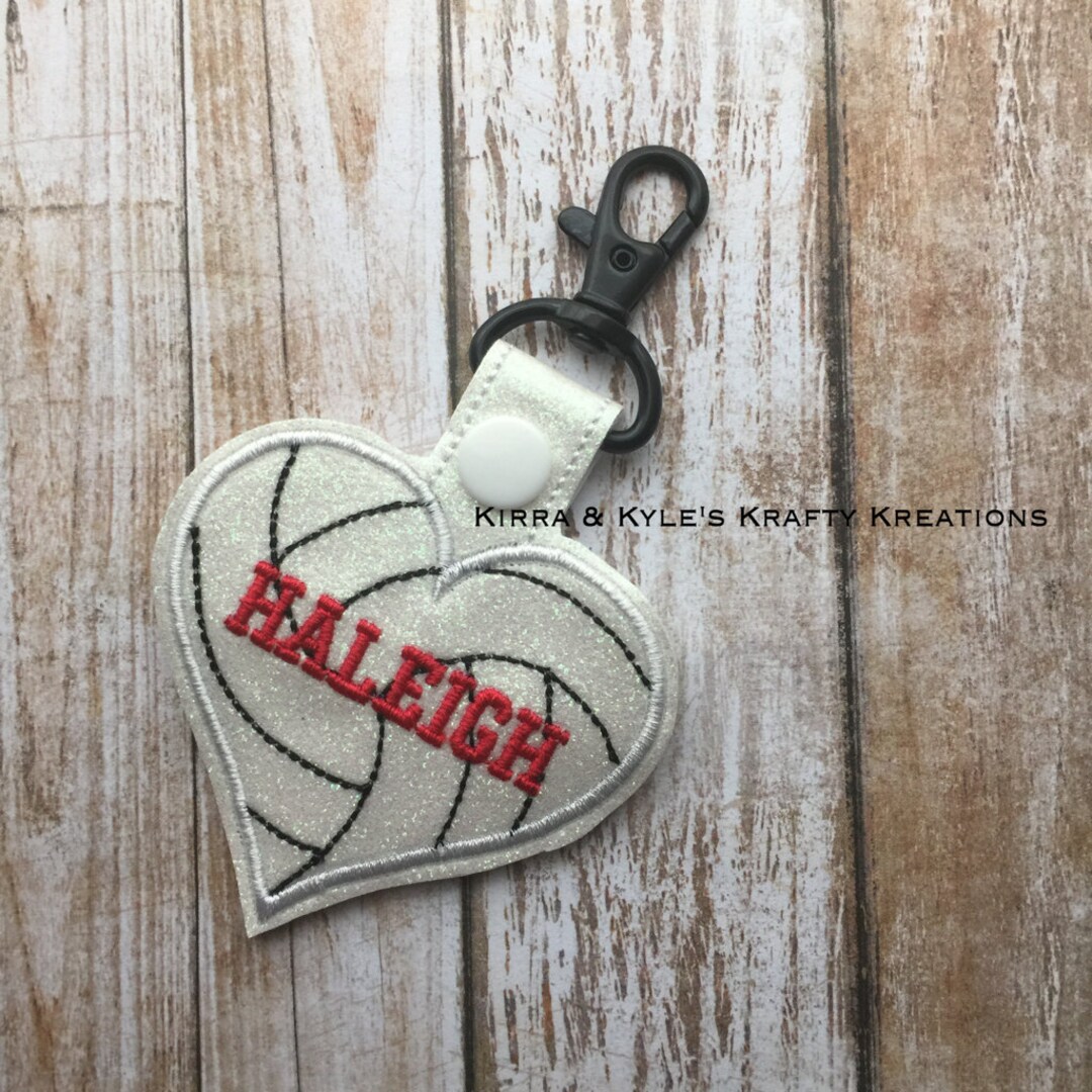 Personalized Heart Shaped Volleyball Key Fob Bag Tag Player - Etsy